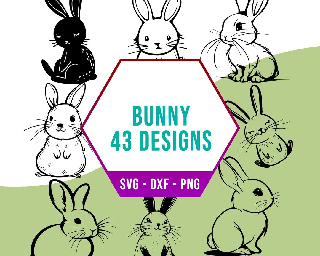 Cute Bunny SVG Bundle, Small Kawaii Rabbit SVG Pack, Cricut Silhouette ...