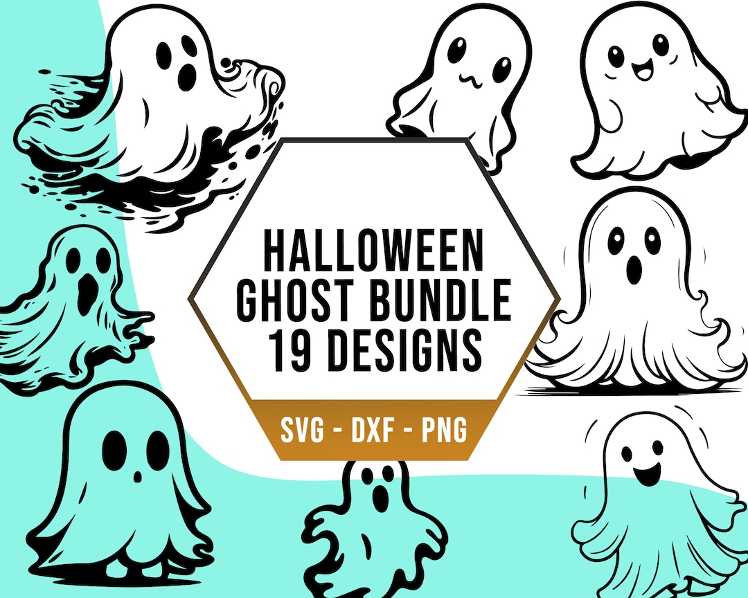 Halloween Ghost SVG PNG Bundle, Cute Ghosts SVG Pack, Cricut Silhouette ...