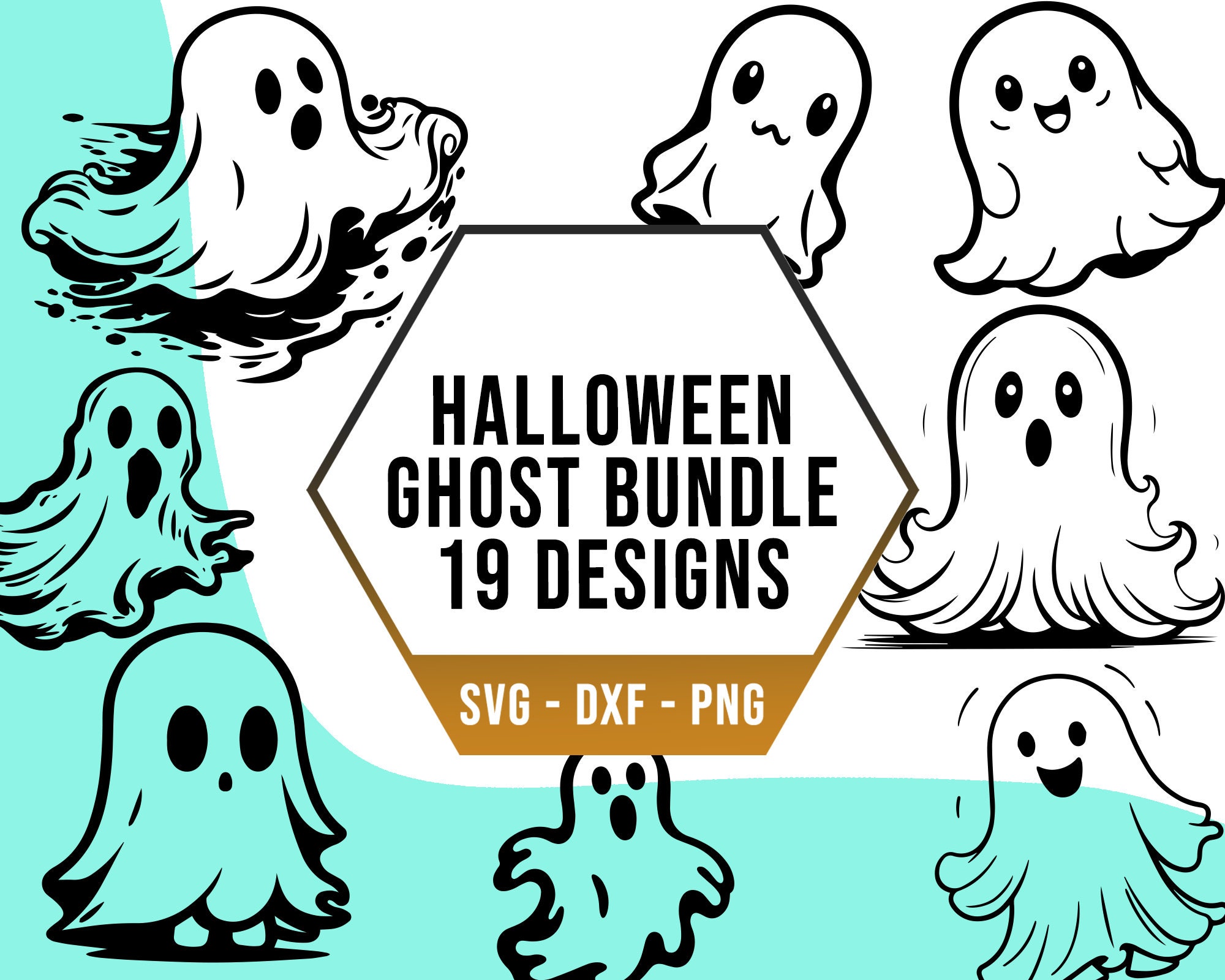 Halloween Ghost SVG PNG Bundle, Cute Ghosts SVG Pack, Cricut Silhouette ...