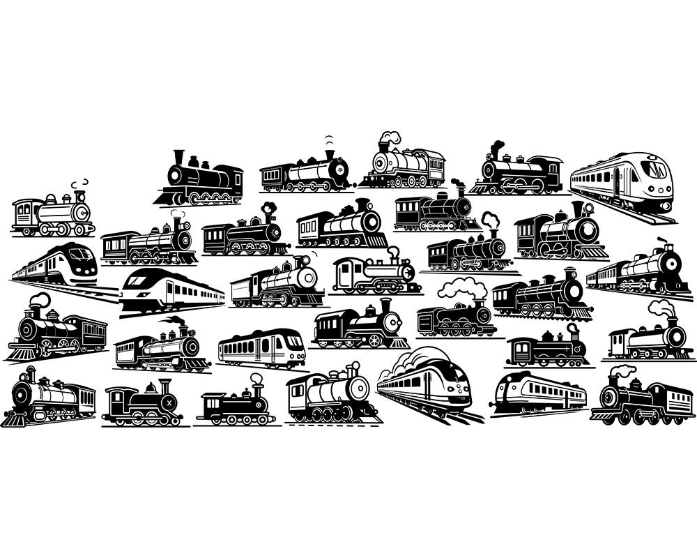 Railway Train SVG PNG Bundle, Steam and Modern Locomotive SVG Pack ...
