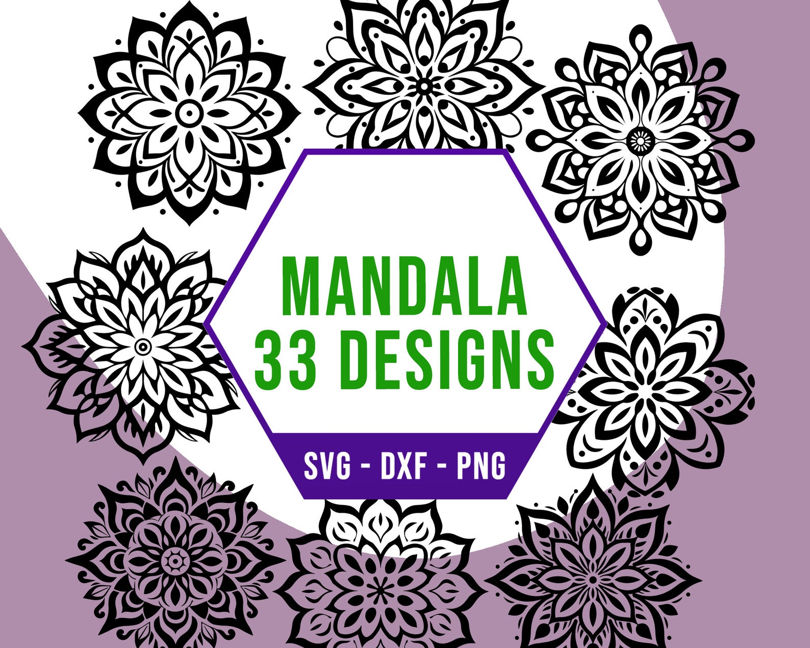 Mandala Pattern SVG PNG Bundle, Symmetry Flower SVG Pack, Cricut ...