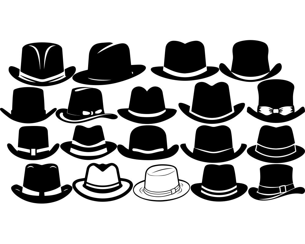 Top Hat SVG Bundle, Gentleman Hat SVG Pack, Cricut Silhouette Files for ...