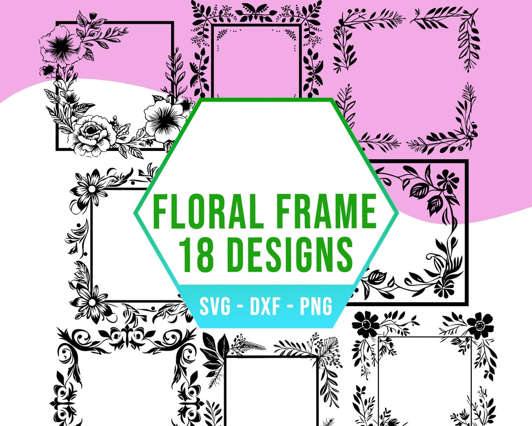 Cute Floral Frame SVG Bundle, Flower Plant Decorative SVG Pack, Cricut ...