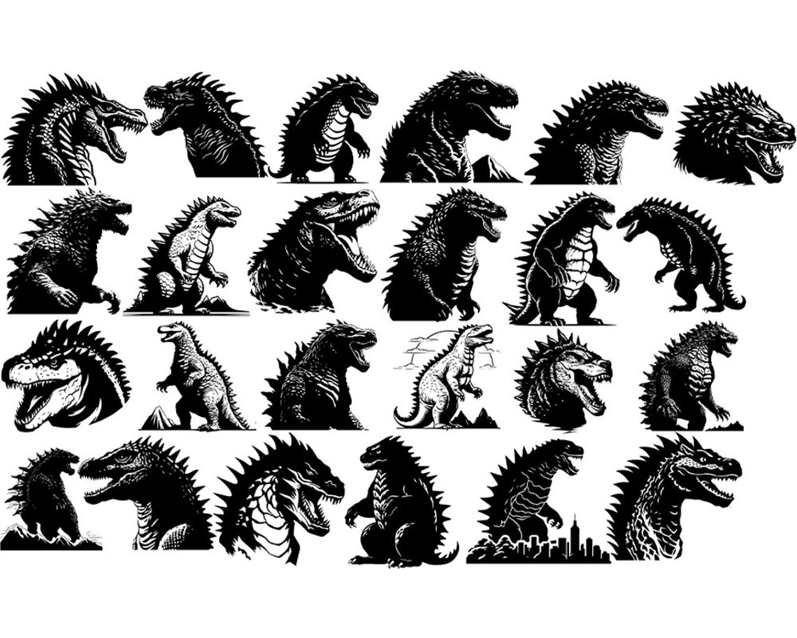 Godzilla SVG Bundle, Jurassic Dinosaur SVG Pack, Cricut Silhouette ...