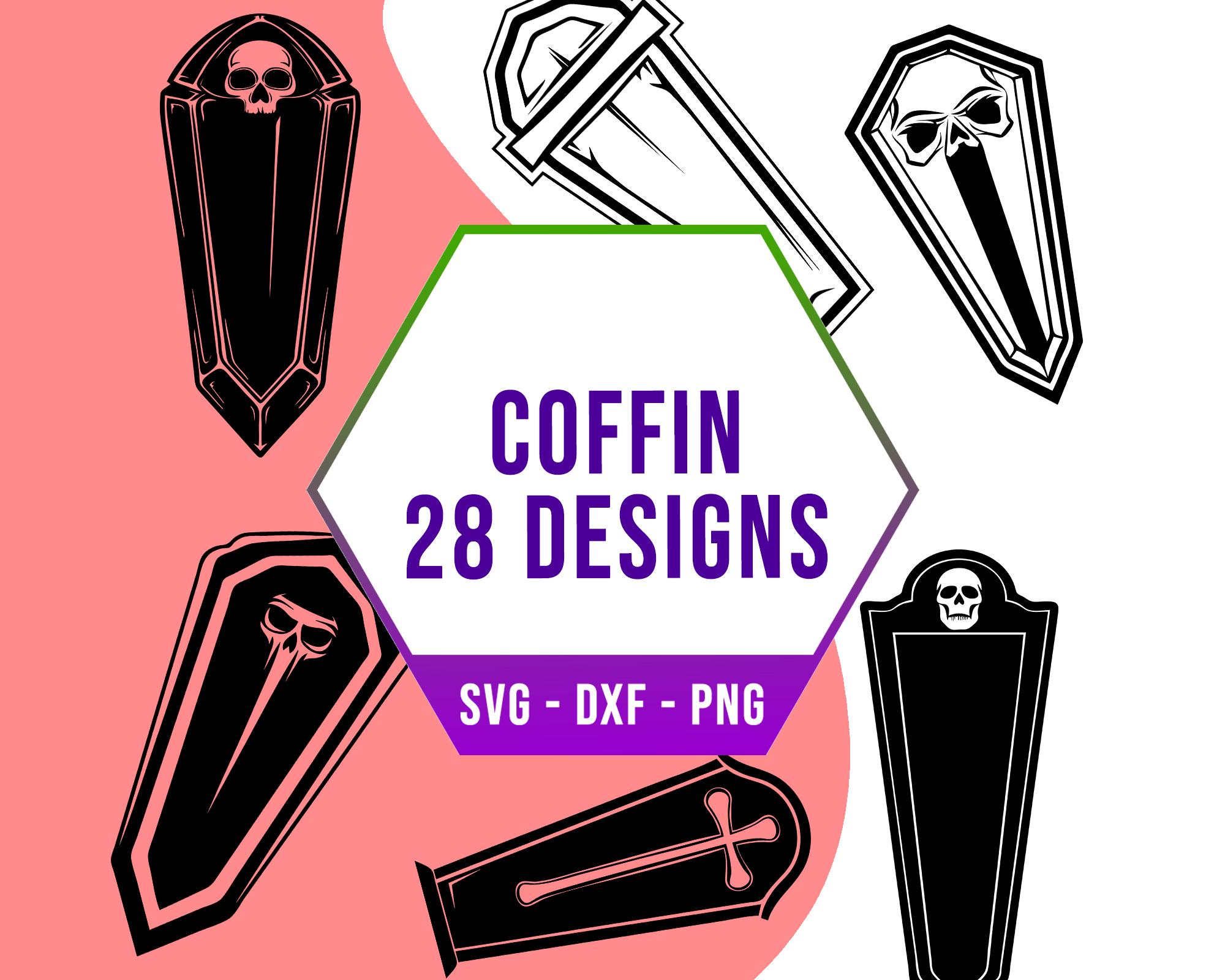 Spooky Coffin SVG Bundle, Halloween Gothic Casket SVG Pack, Cricut Silhouette PNG Files for ...