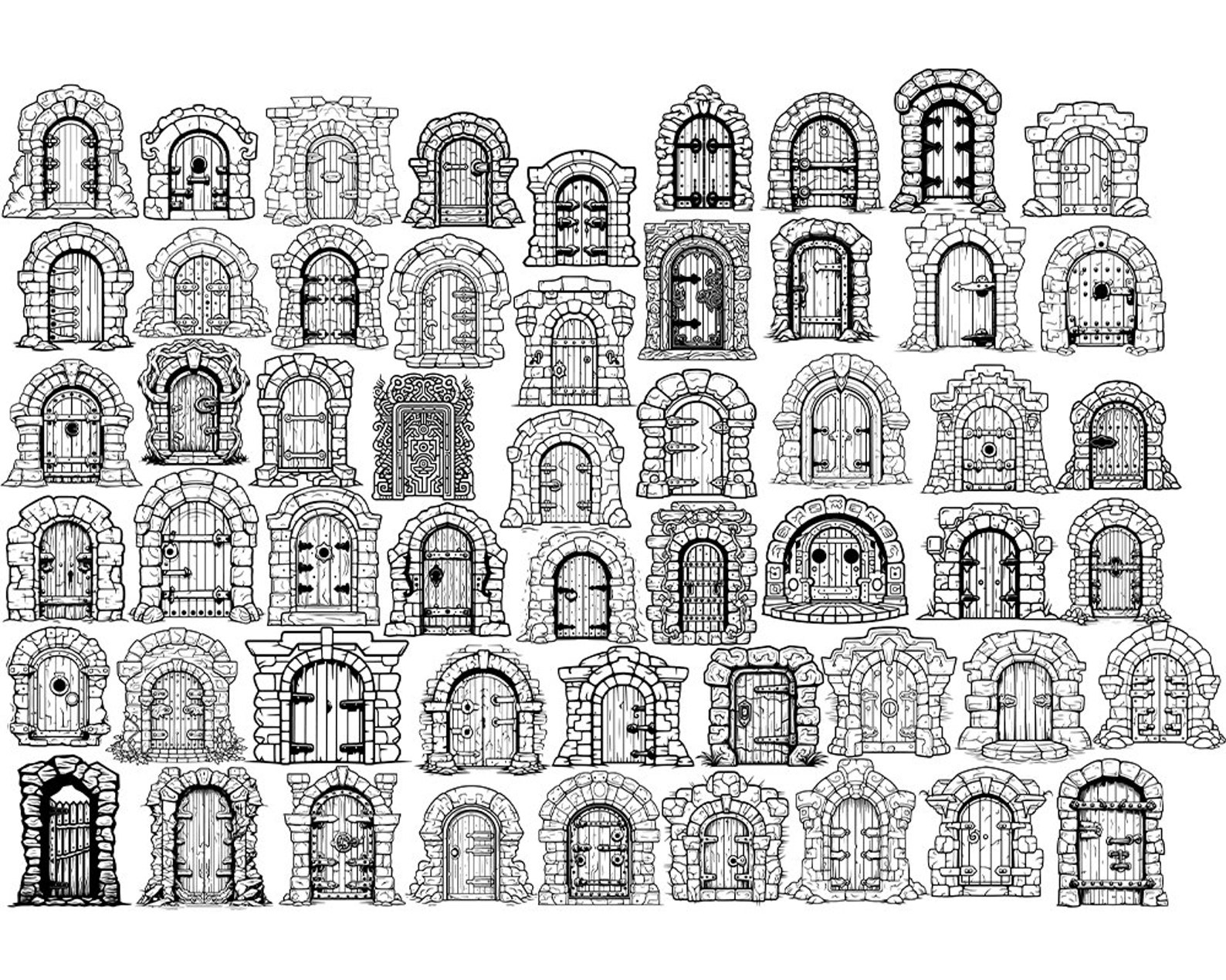 Dungeon Door SVG PNG Bundle, Medieval Castle Gate SVG Pack, Cricut Silhouette Files for Laser ...