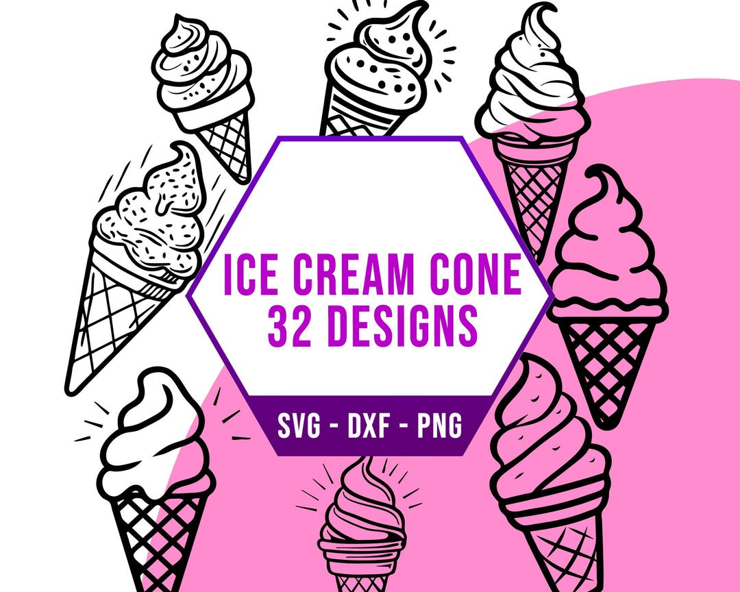 Ice Cream Cone SVG Bundle, Sweet Frozen Dessert SVG Pack, Cricut ...