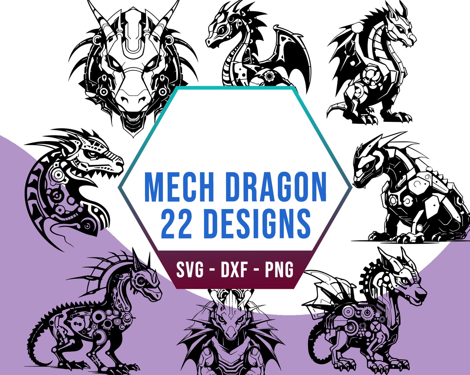 Mech Dragon SVG Bundle, Steampunk Robot Beast SVG Pack, Cricut ...