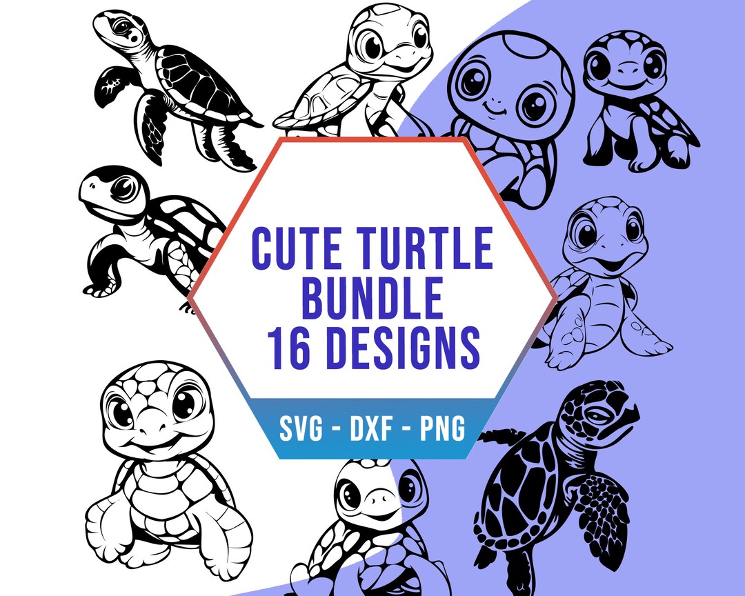 Cute Sea Turtle SVG Bundle, Tropical Turtles SVG Pack, Cricut ...