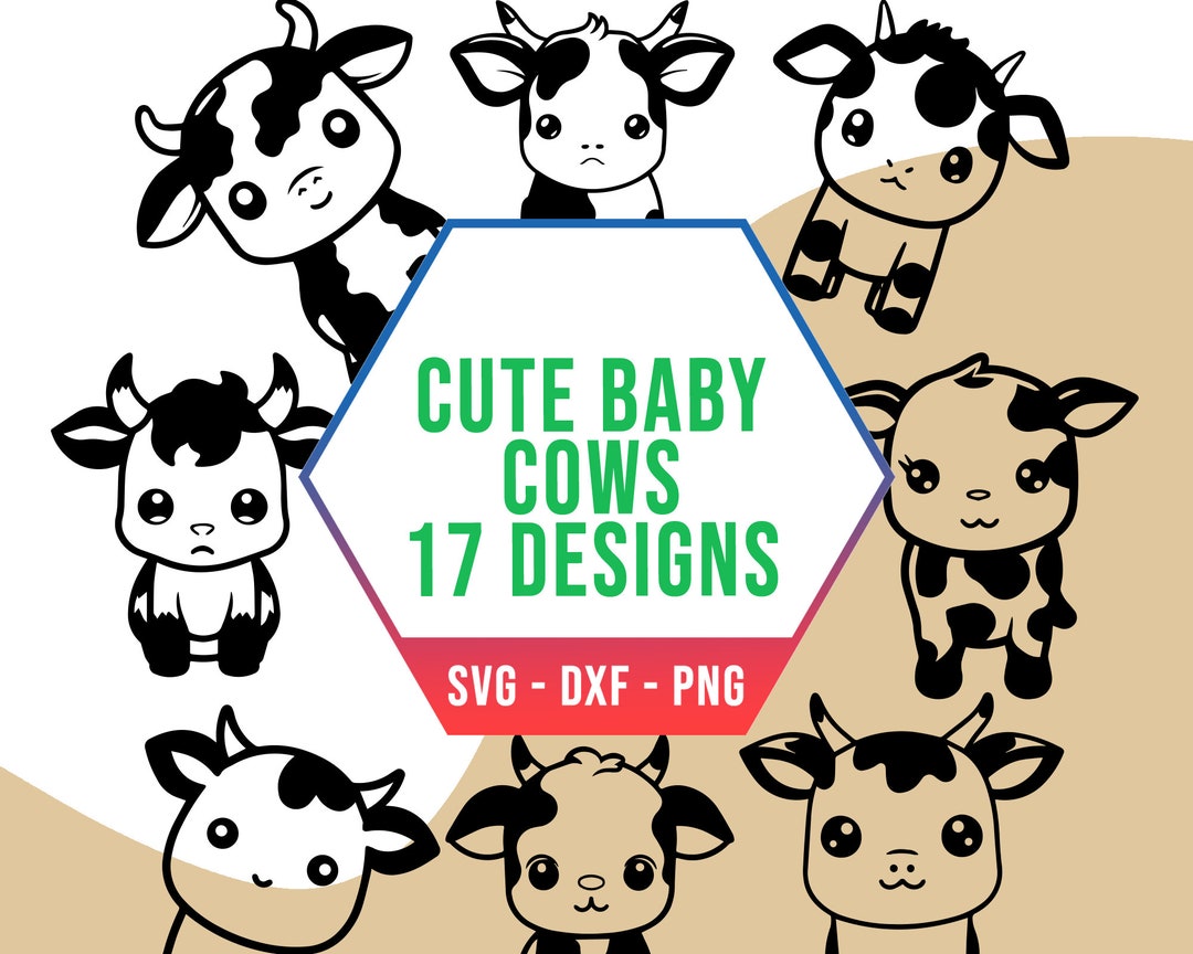 Cute Baby Cow SVG Bundle, Farm Barn Animal SVG Pack, Cricut Silhouette ...
