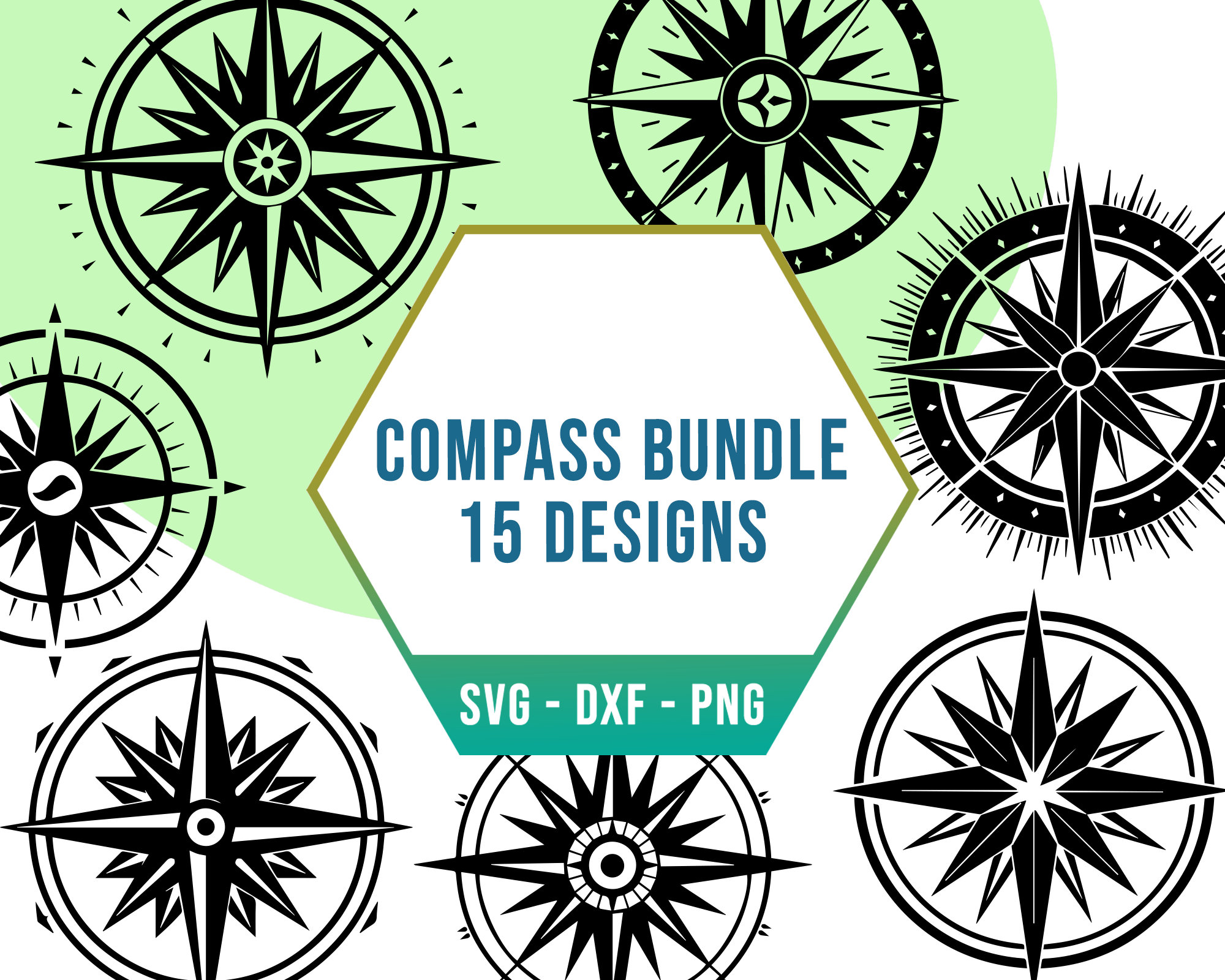 Nautical Compass SVG Bundle, Maritime Naval Navigation SVG Pack, Cricut ...