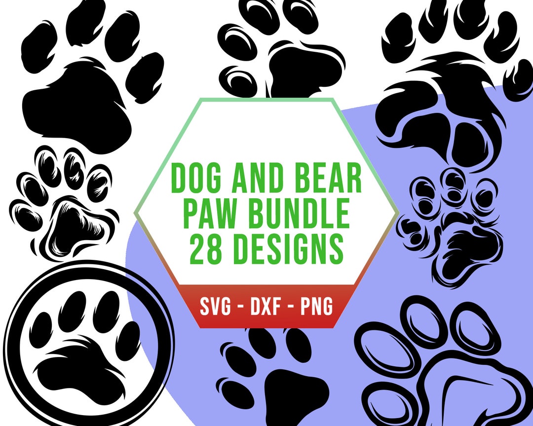 Cute Animal Dog Paw SVG Bundle, Nature Bear Hand Print SVG Pack, Cricut ...