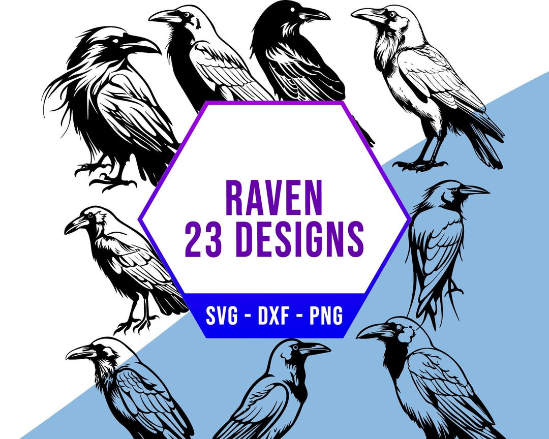 Wild Raven SVG Bundle, Forest Crow Bird SVG Pack, Cricut Silhouette PNG ...