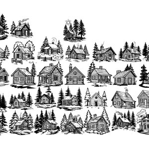 Wood Cabin SVG Bundle, Forest Lodge Cottage SVG Pack, Cricut Silhouette ...