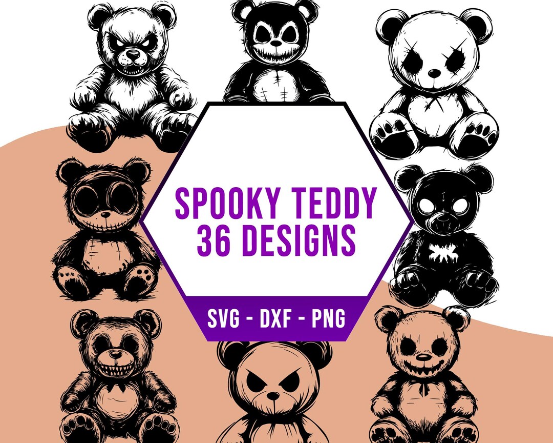 Spooky Teddy Bear SVG Bundle, Haunted Creepy Plush SVG Pack, Cricut ...