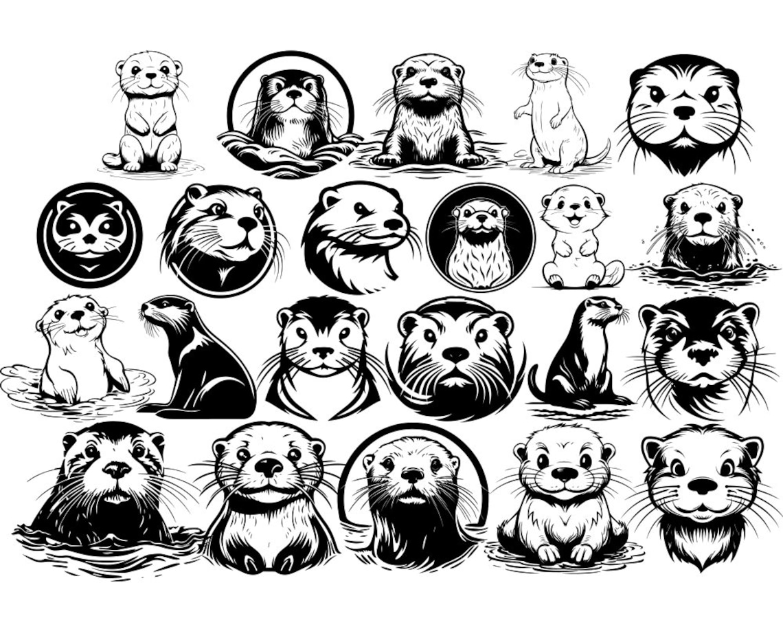Cute Otter SVG Bundle, Baby Sea Otters SVG Pack, Cricut Silhouette ...