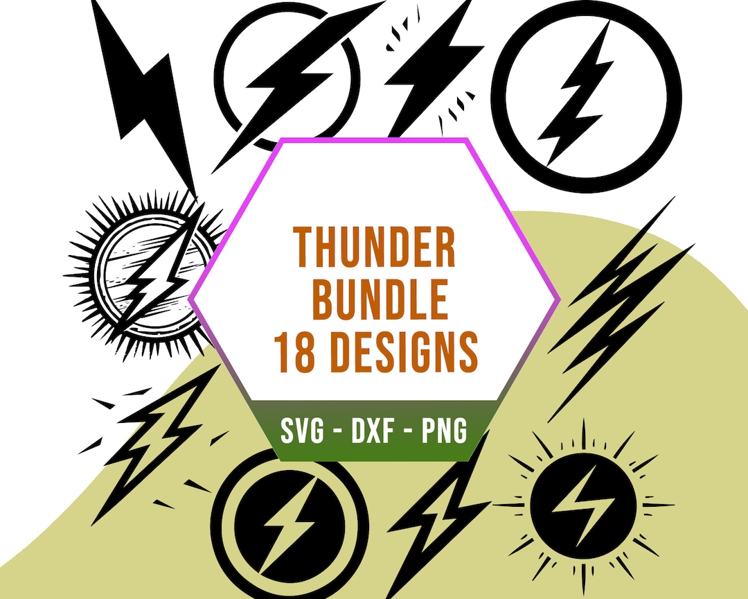 Lightning Thunder SVG PNG Bundle, Simple Thunder Rumbling SVG Pack ...