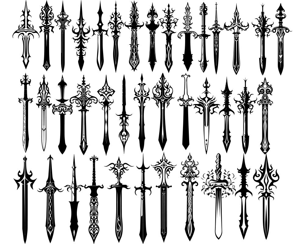 Epic Sword SVG Bundle, Video Game RPG Swords SVG Pack, Cricut ...