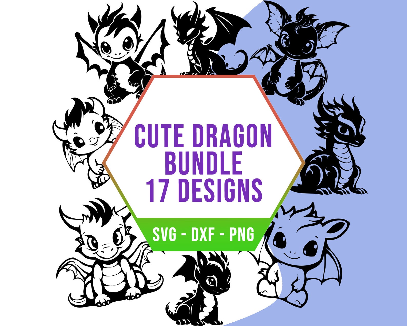 Baby Dragon SVG PNG Bundle, Cute Dragons SVG Pack, Cricut Silhouette ...