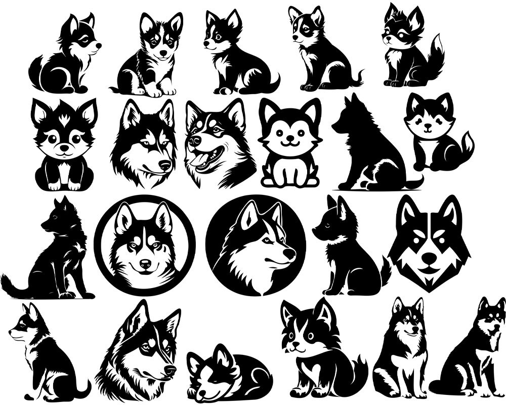 Cute Husky SVG PNG Bundle, Puppy Dog SVG Pack, Cricut Silhouette Files ...