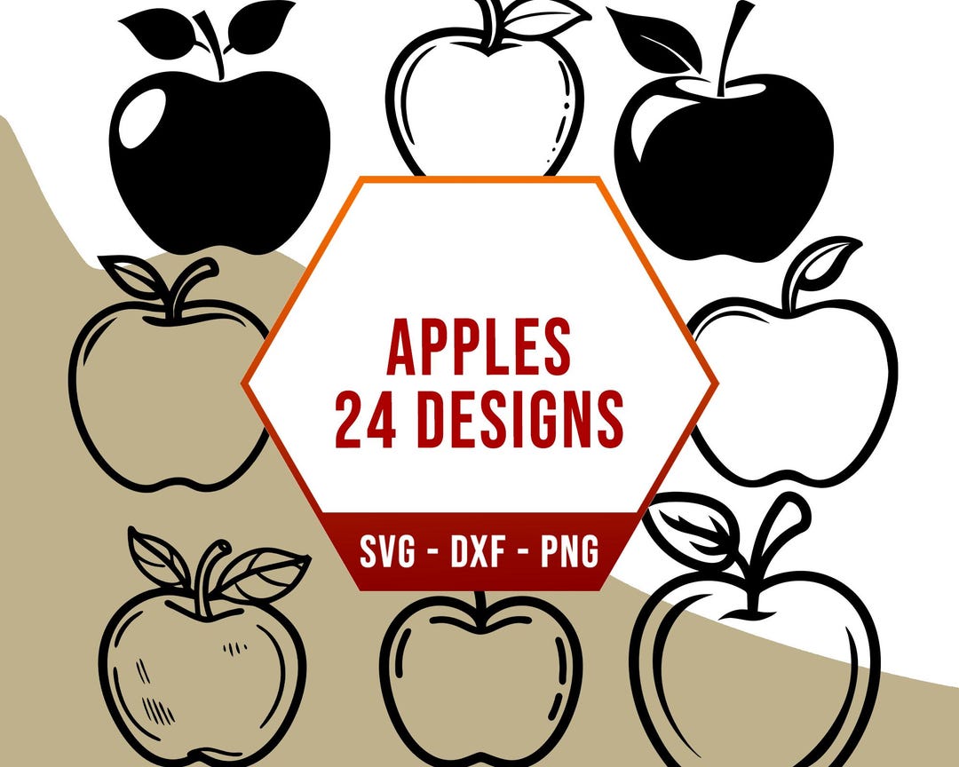 Simple Apple SVG Bundle, Juice Fruit Food SVG Pack, Cricut Silhouette ...