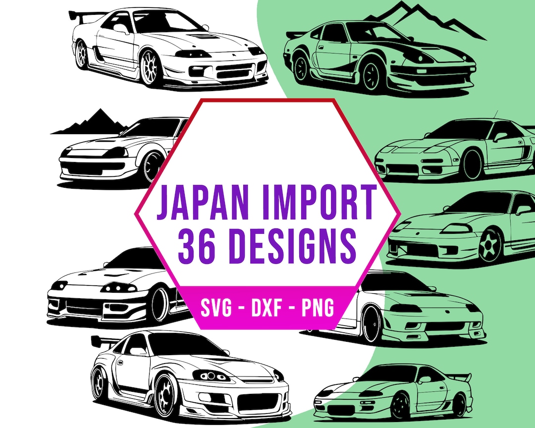 Japan Import Car SVG PNG Bundle, JDM Asian Drift Car Svg Pack, Cricut ...