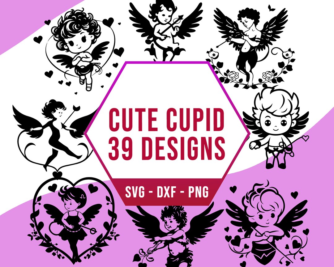 Cute Valentine Cupid SVG PNG Bundle, Romance Angel of Love SVG Pack ...