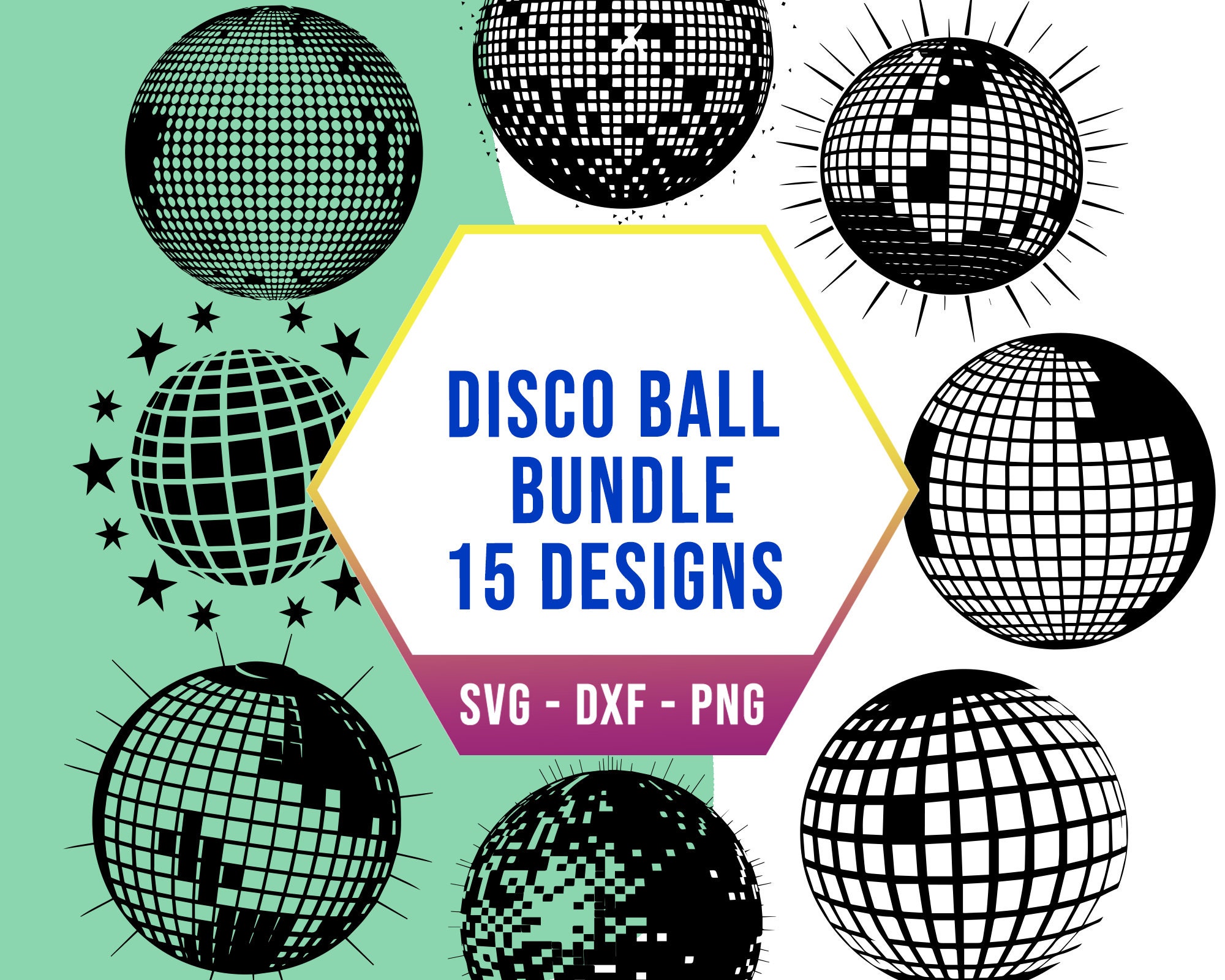 Shiny Disco Ball SVG Bundle Sparkle Disco Ball SVG Pack - Etsy