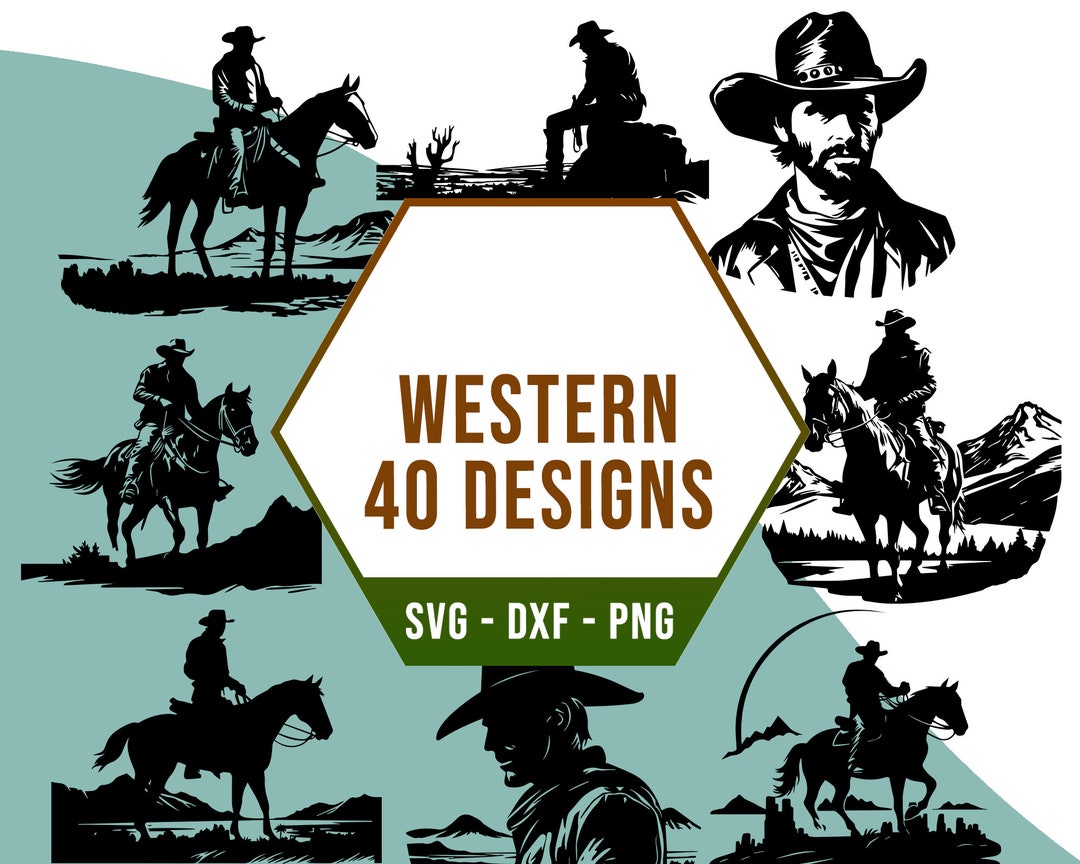 Western Cowboy SVG PNG Bundle, Horse Mountain Country SVG Pack, Cricut ...