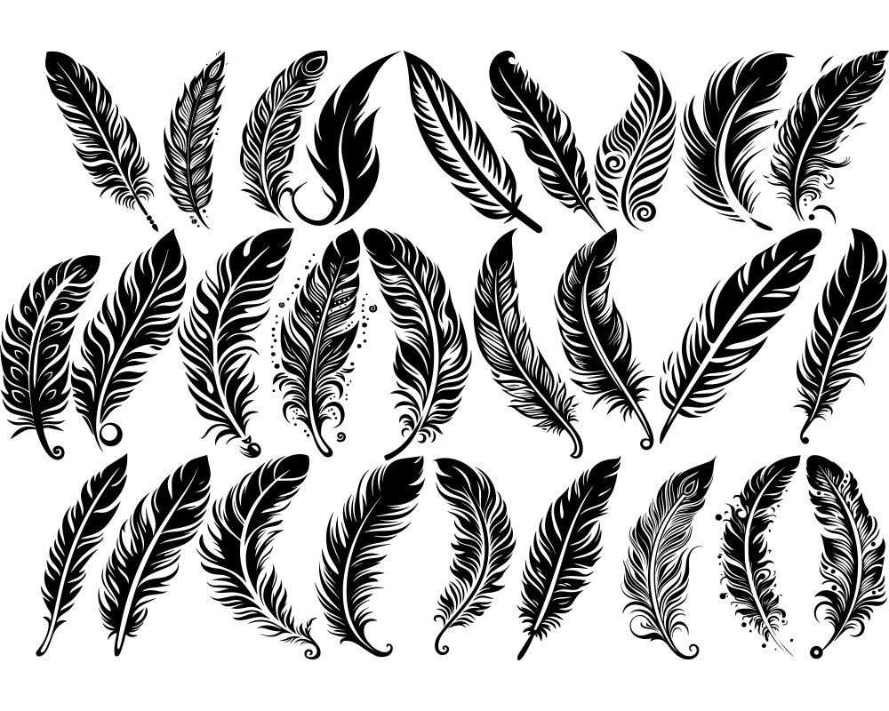 Simple Boho Feather SVG Bundle, Cute Flying Bird Quill SVG Pack, Cricut ...