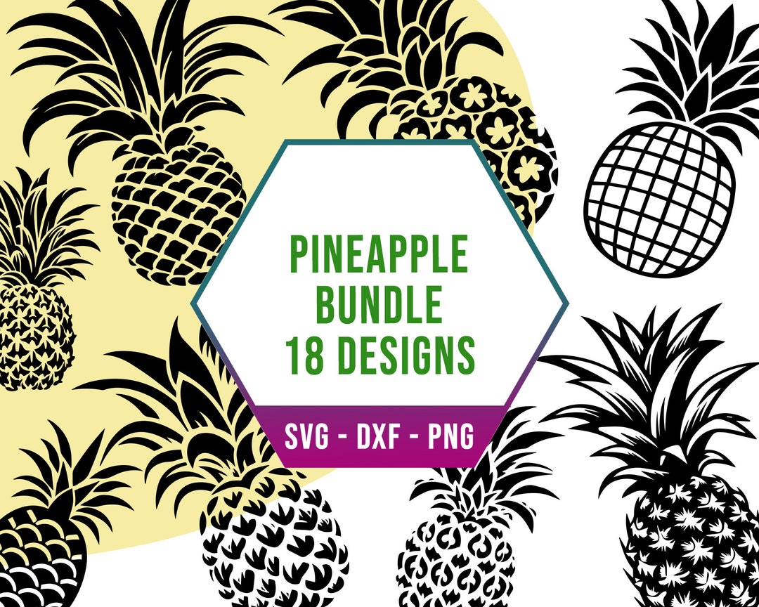 Cute Pineapple SVG Bundle, Summer Tropical Fruit SVG Pack, Cricut Silhouette Files for Laser ...
