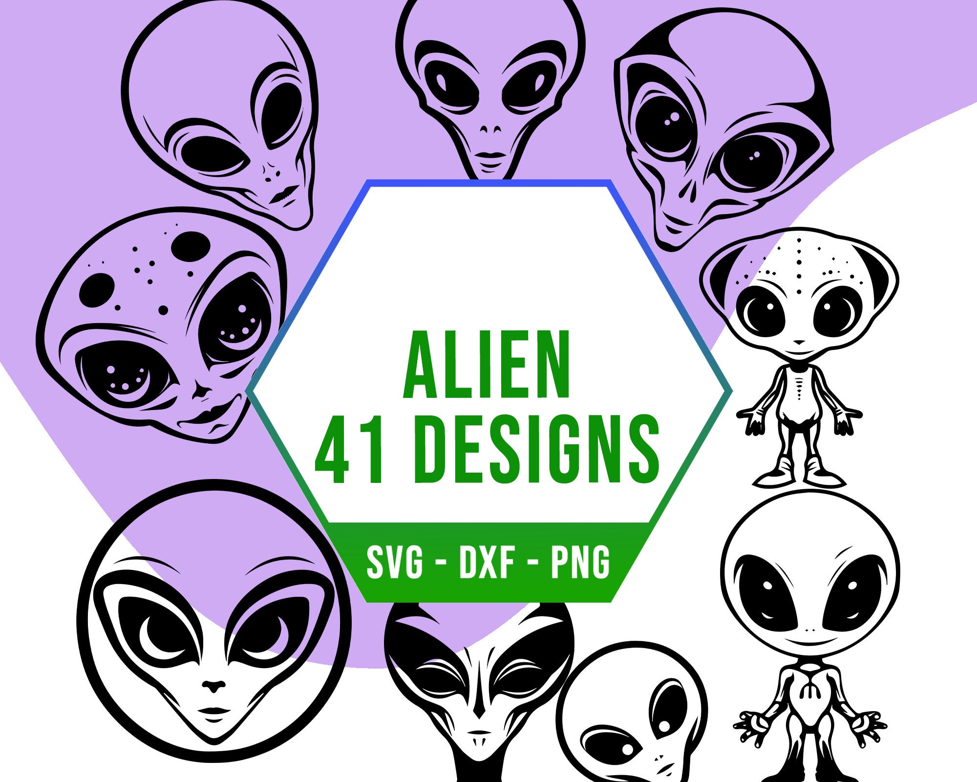 Space Alien SVG PNG Bundle, Extraterrestrial Galaxy UFO Svg Pack ...