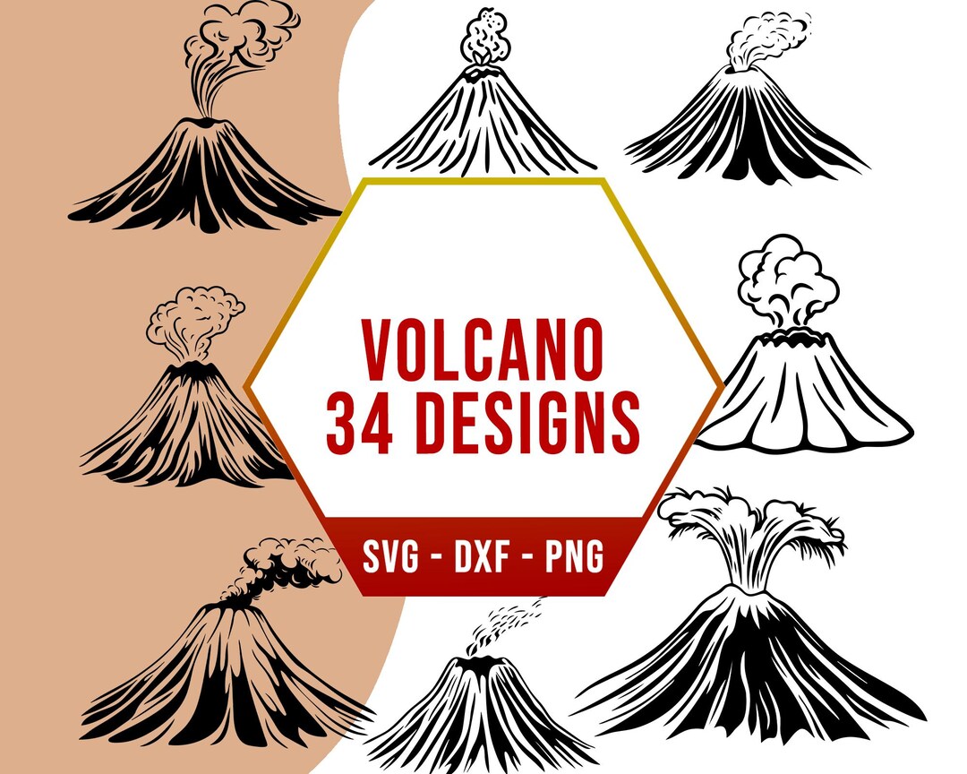 Volcano Eruption SVG Bundle, Lava Mountain Nature SVG Pack, Cricut ...