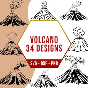 Volcano Eruption SVG Bundle, Lava Mountain Nature SVG Pack, Cricut ...