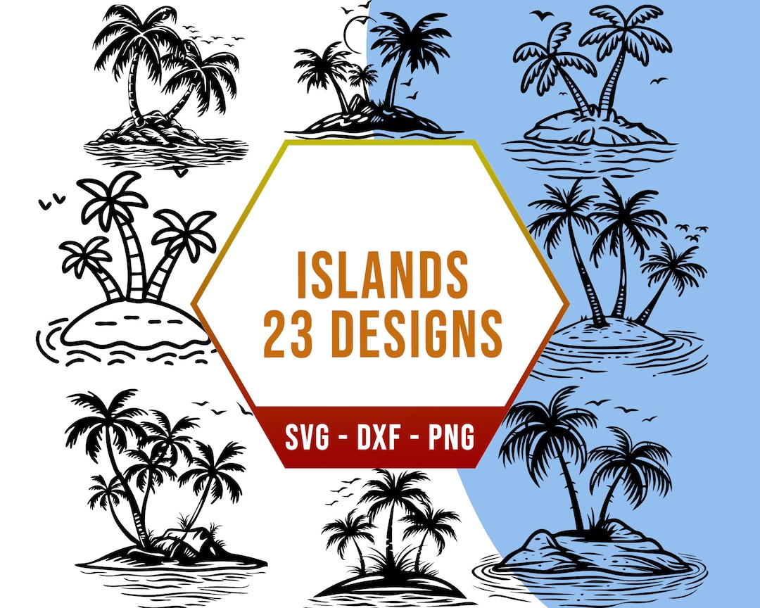 Tropical Island SVG Bundle, Palm Tree Sand Isle SVG Pack, Cricut ...