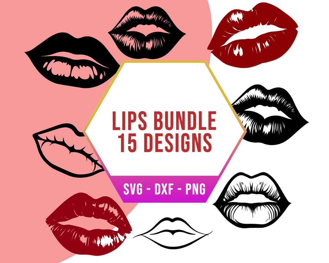 Kiss Lips SVG Bundle, Cute Girly Kiss SVG Pack, Cricut Silhouette Files ...