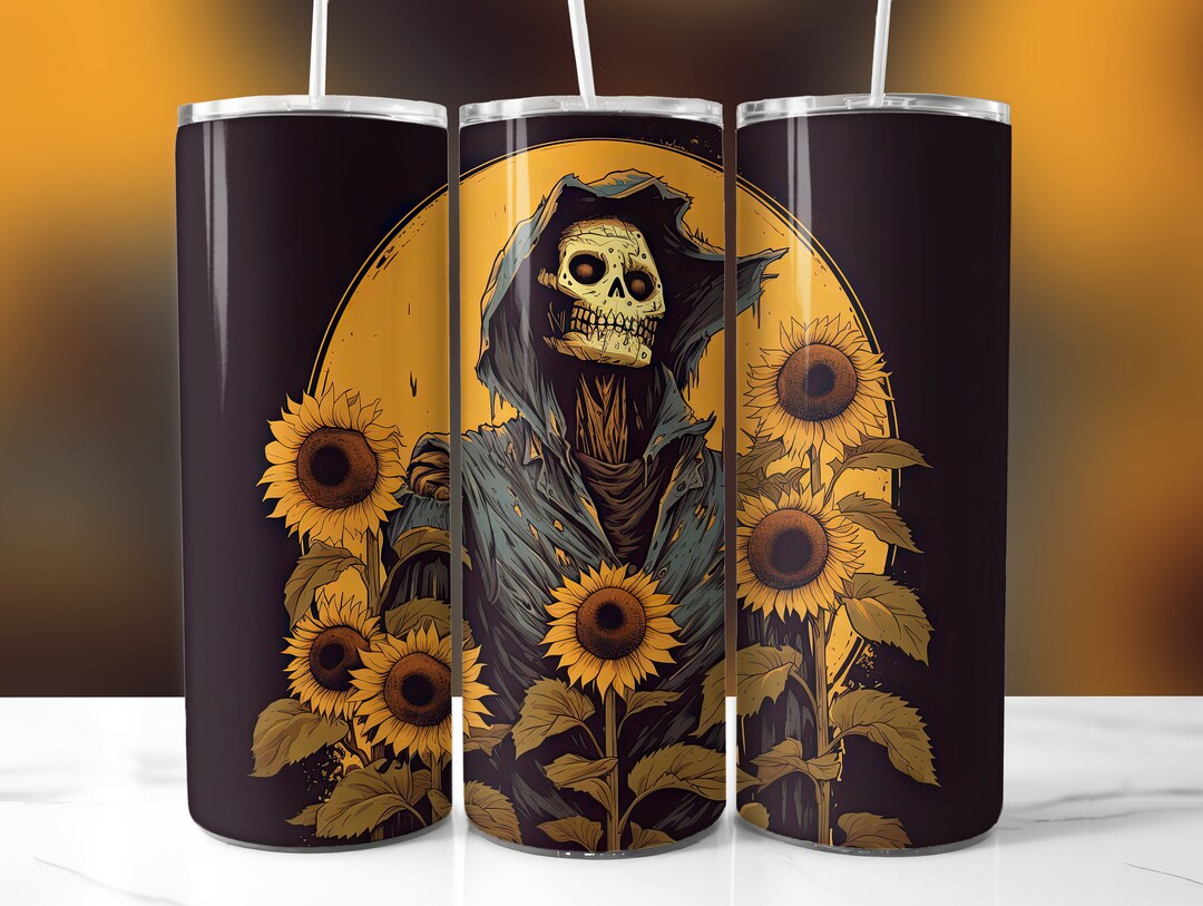 Halloween Horror Sunflower Scarecrow Tumbler Wrap, 20oz Tumbler ...