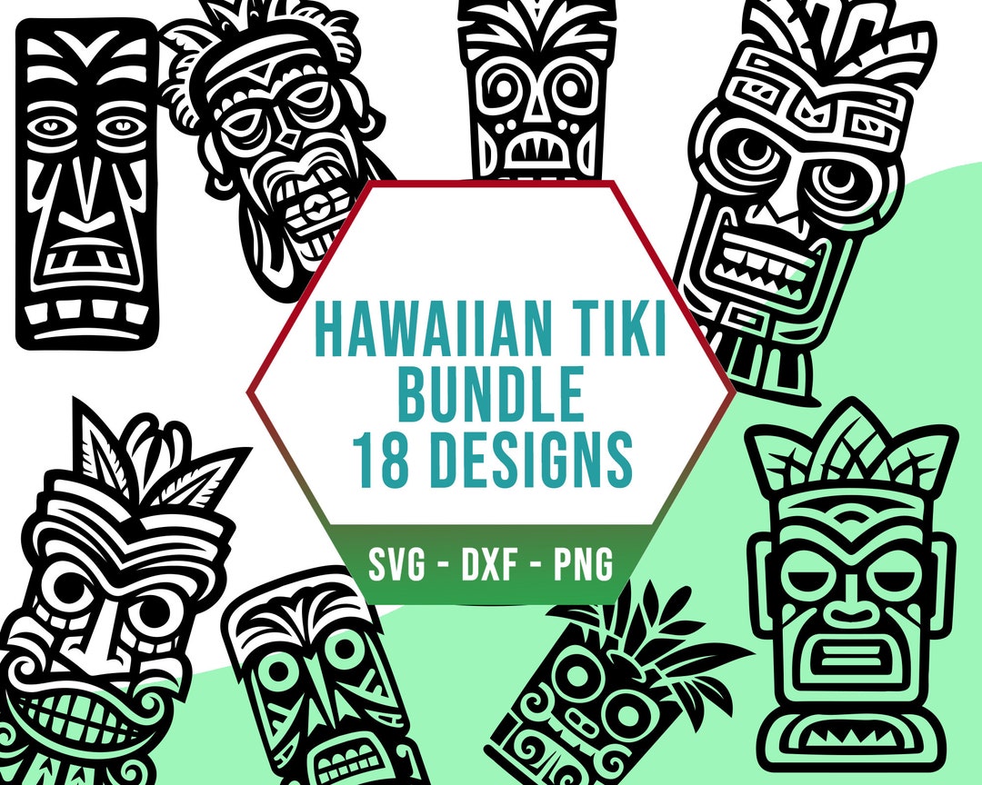 Hawaiian Tiki SVG Bundle, Hawaii Luau SVG Pack, Cricut Silhouette Files ...