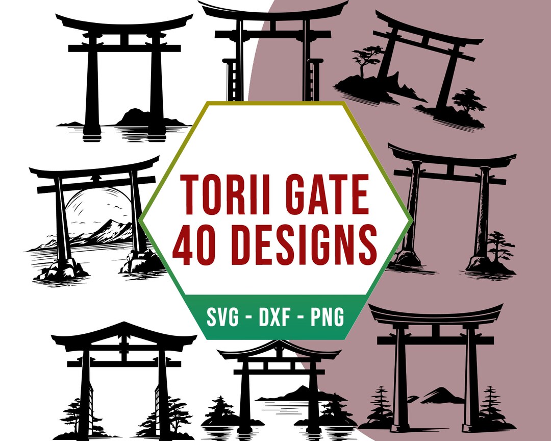 Japanese Torii Gate SVG PNG Bundle, Asian Shinto Shrine Door SVG Pack ...