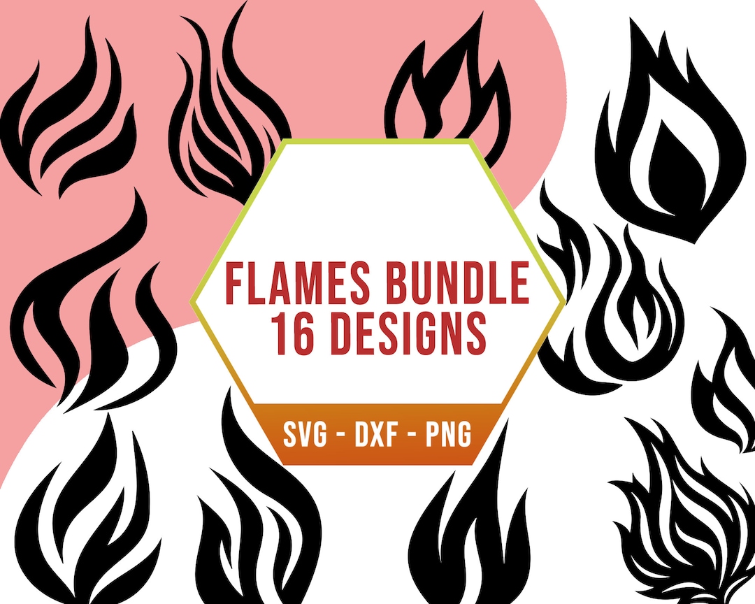 Small Flame SVG PNG Bundle, Fire SVG Pack, Cricut Silhouette Files for ...