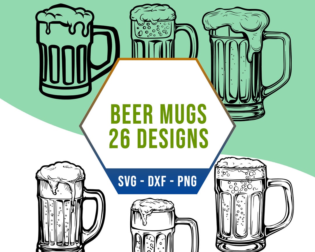 Beer Mug SVG Bundle, Lager Pint Booze SVG Pack, Cricut Silhouette Files ...