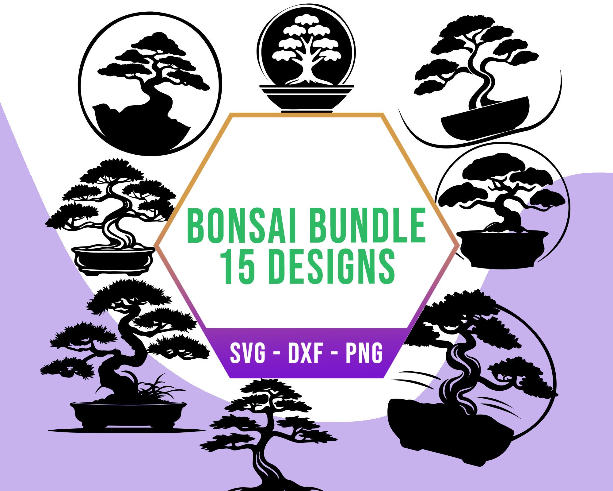 Cute Bonsai SVG PNG Bundle, Small Tree SVG Pack, Cricut Silhouette ...
