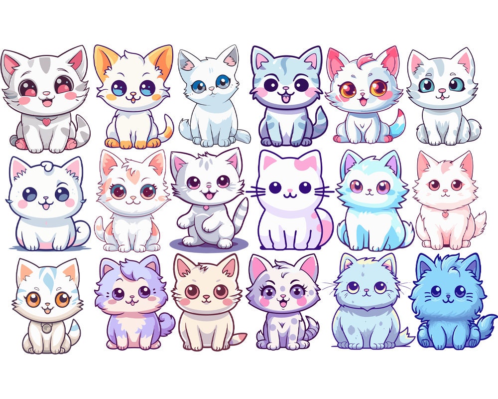 Very Cute Cat SVG PNG Bundle, Kawaii Kittens SVG Pack, Cricut Clipart ...