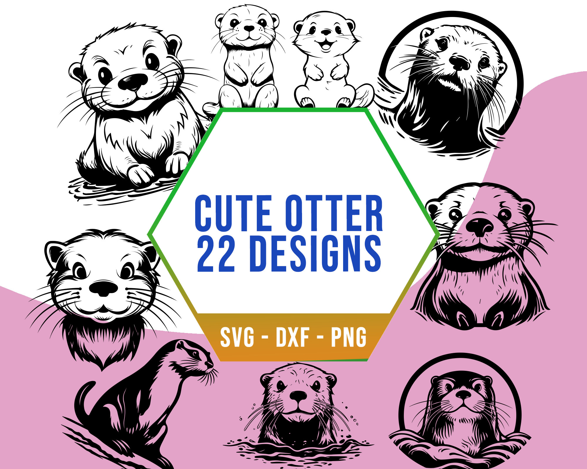 Cute Otter SVG Bundle, Baby Sea Otters SVG Pack, Cricut Silhouette ...