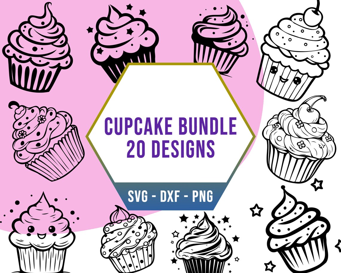 Cute Cupcake SVG Bundle Birthday Cupcake SVG Pack Cricut - Etsy