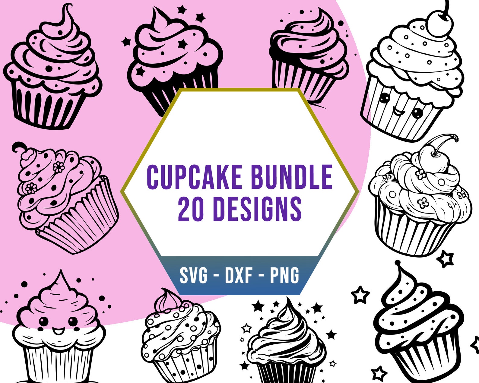 Cute Cupcake SVG Bundle Birthday Cupcake SVG Pack Cricut - Etsy