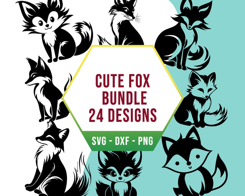 Cute Fox SVG Bundle, Kawaii Fox SVG Pack, Cricut Silhouette Files for ...
