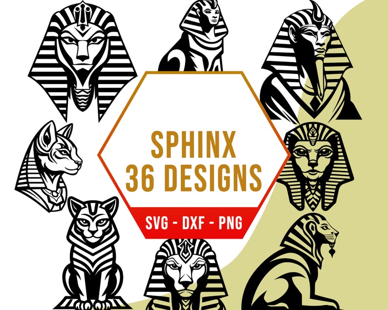Egypt Sphinx SVG Bundle, Desert Pyramids Statues SVG Pack, Cricut ...