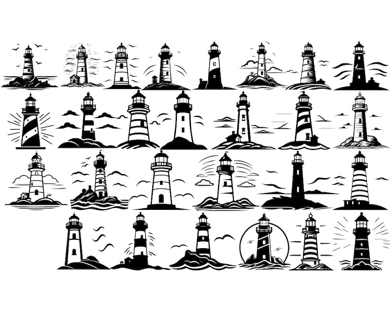 Lighthouse SVG Bundle, Ocean Lighthouse SVG Pack, Cricut Silhouette ...