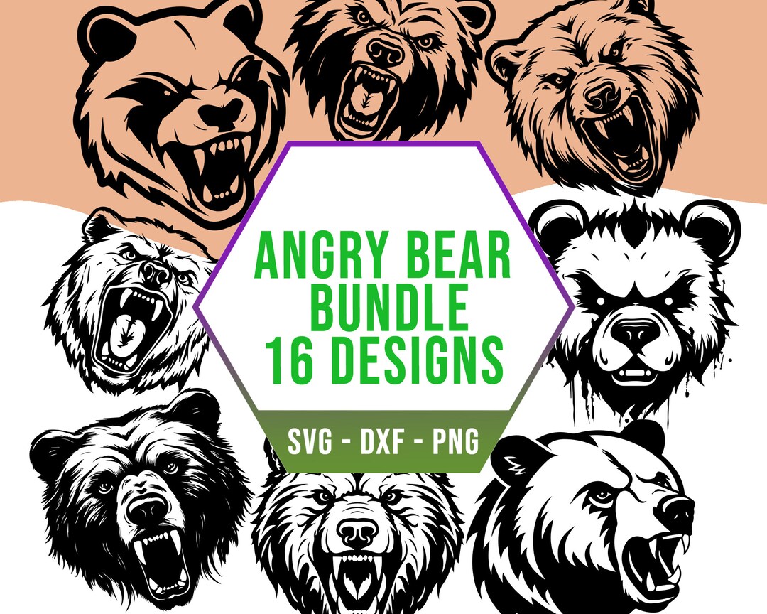 Angry Bear SVG Bundle, Wild Life Forest Animal SVG Pack, Cricut ...